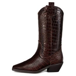 loft37 Leder-Cowboystiefel in Braun - 56% | Gr&ouml;&szlig;e 35 | Damen-stiefel