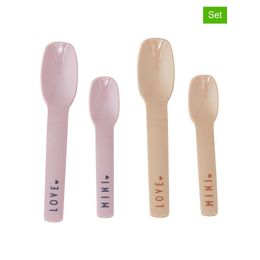 Design Letters 4er-Set: L&ouml;ffel "Mini Favourite" in Rosa/ Beige - 60% | Baby-geschirr