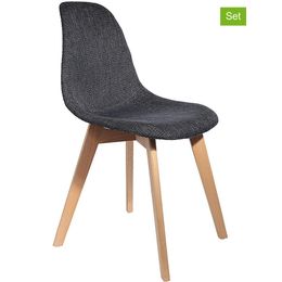 THE HOME DECO FACTORY 2er-Set: Esszimmerst&uuml;hle in Schwarz/ Natur - (B)55 x (H)85 x (T)46 cm - 56% | Sitzmoebel