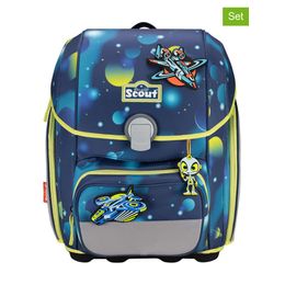 Scout 5tlg. Schulranzen-Set "Genius Set LED - Planets" in Blau - 45% | Buero-schulbedarf