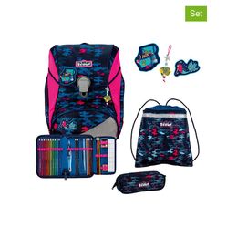 Scout 5tlg. Schulranzen-Set "Alpha Set" in Dunkelblau - (B)30 x (H)40 x (T)25 cm - 60% | Buero-schulbedarf