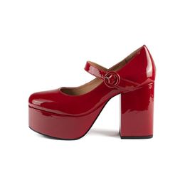 loft37 Leder-Spangenpumps in Rot - 54% | Gr&ouml;&szlig;e 39 | Pumps