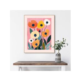 Orangewallz Gerahmter Kunstdruck "Cheerful Flowers" - 22% | Gr&ouml;&szlig;e 40x50 cm | Wanddekoration