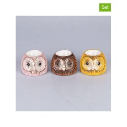 Villa d ́Este 3er-Set: Eierhalter "Owl" in Braun/ Rosa/ Gelb - (H)6 cm - 33% | Gedeckter-tisch