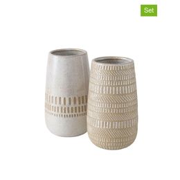 Boltze 2er-Set: Vasen "Nalini" in Wei&szlig;/ Beige - (H)19 x &Oslash; 11 cm - 20% | Kerzen-vasen
