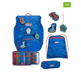 Scout 5tlg. Schulranzen-Set "Alpha Set Superflash" in Blau - (B)29 x (H)40 x (T)24 cm - 51% | Buero-schulbedarf