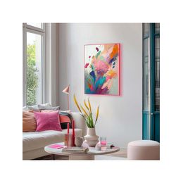 Orangewallz Gerahmter Kunstdruck "Colourful Painted Flowers I" - 44% | Gr&ouml;&szlig;e 50x70 cm | Wanddekoration
