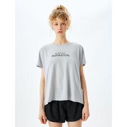 KOTON T-Shirt Damen Gr&ouml;&szlig;e L grau / schwarz