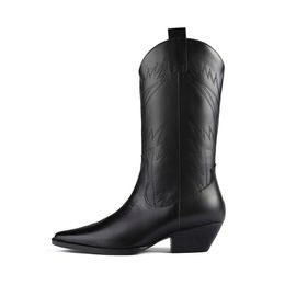 loft37 Leder-Cowboy-Boots "Crush On U" in Schwarz - 59% | Gr&ouml;&szlig;e 36 | Damen-stiefel