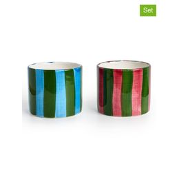 The Wild Hug 2er-Set: Becher "Wine Stripes" in Hellblau/ Rosa/ Gr&uuml;n - (H)7 cm - 46% | Gedeckter-tisch