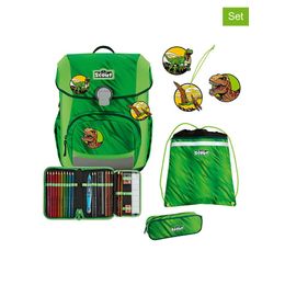 Scout 5tlg. Schulranzen-Set "Neo Set - Dino Rex" in Gr&uuml;n - (B)30 x (H)38 x (T)27 cm - 48% | Buero-schulbedarf