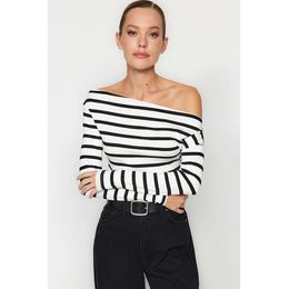 Trendyol Longsleeve in Wei&szlig;/ Schwarz - 54% | Gr&ouml;&szlig;e L | Damen-tops