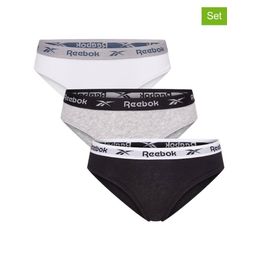 Reebok 3er-Set: Slips "Carina" in Grau/ Wei&szlig;/ Schwarz - 64% | Gr&ouml;&szlig;e S | Damen-unterteile