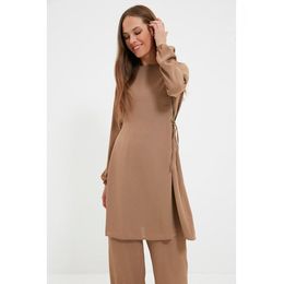 Trendyol 2tlg. Outfit in Dunkelbeige - 62% | Gr&ouml;&szlig;e 42 | Damen-blusen