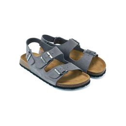 Mandel Leder-Sandalen in Grau - 60% | Gr&ouml;&szlig;e 43 | Herrensandalen