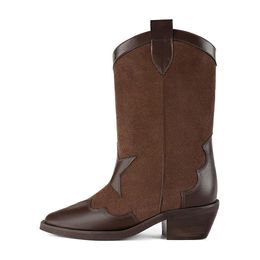 loft37 Leder-Cowboy-Boots in Braun - 59% | Gr&ouml;&szlig;e 36 | Damen-stiefel