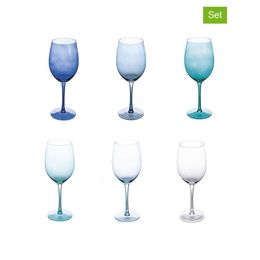 Villa d ́Este 6er-Set: Gl&auml;ser "Happy Hour" in Blau/ Transparent/ T&uuml;rkis - 550 ml - 51% | Gedeckter-tisch