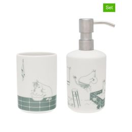 Moomin 2tlg. Set: Seifenspender mit Zahnb&uuml;rstenhalter in Wei&szlig;/ Grau - 30% | Badezimmer-accessoires