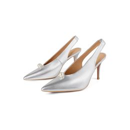 loft37 Leder-Pumps "Come Across" in Silber - 51% | Gr&ouml;&szlig;e 36 | Pumps