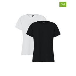 Pieces 2er-Set: Shirts in Schwarz/ Wei&szlig; - 31% | Gr&ouml;&szlig;e XL | Damen-tops