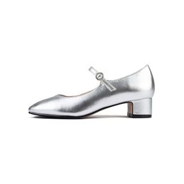 loft37 Leder-Pumps in Silber - 51% | Gr&ouml;&szlig;e 41 | Pumps