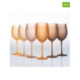 Villa d ́Este 6er-Set: Weingl&auml;ser "Happy Hour" in Hellbraun/ Orange - 550 ml - 45% | Gedeckter-tisch