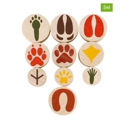 SUNNYSUE 10tlg. Holzstempel-Set "Tierspuren" in Natur/ Gr&uuml;n - 16% | Kinder-kreativspielzeug