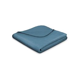 Biederlack Wohndecke in Blau - (L)200 x (B)150 cm - 64% | Decken