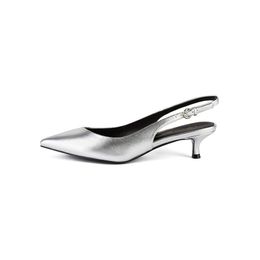 loft37 Leder-Slingpumps in Silber - 52% | Gr&ouml;&szlig;e 36 | Pumps