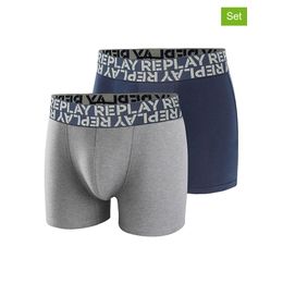 Anson Replay Underwear 2er-Set: Boxershorts in Grau/ Dunkelblau - 36% | Gr&ouml;&szlig;e XL | Herren-waesche