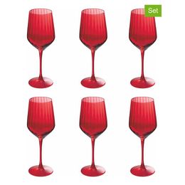 Villa d ́Este 6er-Set: Weingl&auml;ser "Optic" in Rot - 510 ml - 45% | Gedeckter-tisch