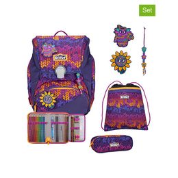 Scout 5tlg. Schulranzen-Set "Alpha Set Superflash" in Lila - (B)29 x (H)40 x (T)24 cm - 49% | Buero-schulbedarf