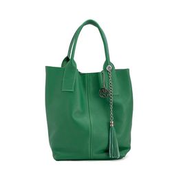 Pia Sassi Leder-Schultertasche in Gr&uuml;n - (B)28 x (H)35 x (T)17 cm - 72% | Damen-taschen