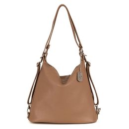 Anna Morellini Leder-Schultertasche "Ylenia" in Hellbraun - (B)39 x (H)30 x (T)16 cm - 75% | Damen-taschen