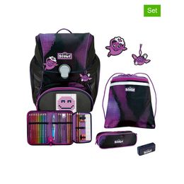Scout 4tlg. Schulranzen-Set "Alpha Set Movie - Pink Pixel" in Schwarz/ Lila - 71% | Buero-schulbedarf