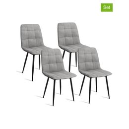 IDOMYA Factory 4er-Set: Esszimmerst&uuml;hle "Linda" in Grau/ Schwarz - (B)55 x (H)88 x (T)46 cm - 66% | Sitzmoebel