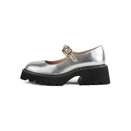 loft37 Leder-Pumps in Silber - 54% | Gr&ouml;&szlig;e 35 | Pumps