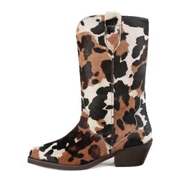 loft37 Leder-Westernstiefel in Braun/ Beige - 62% | Gr&ouml;&szlig;e 39 | Damen-stiefel