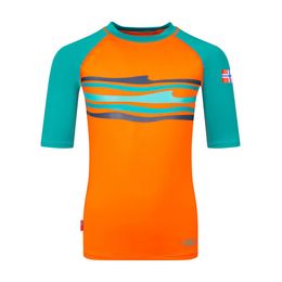 Trollkids Badeshirt "Haukland T" in Orange/ Blau - 35% | Gr&ouml;&szlig;e 140 | Kinder-bademode