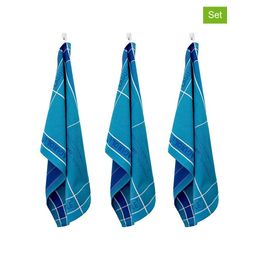 Laguiole 3er-Set: Geschirrt&uuml;cher "Collection Tartan" in Blau - (L)70 x (B)50 cm - 20% | Tischwaesche