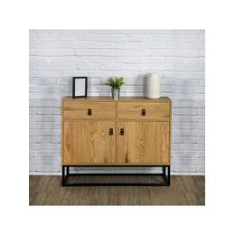 DOCK avenue Sideboard "Abbott" in Natur/ Schwarz - (B)100 x (H)80 x (T)29 cm - 56% | Regale