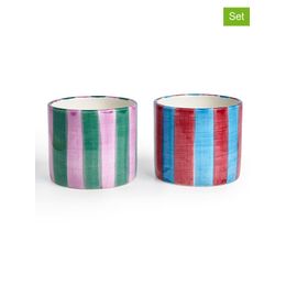The Wild Hug 2er-Set: Becher "Purple Stripes" in Hellblau/ Lila/ Gr&uuml;n - (H)7 cm - 46% | Gedeckter-tisch