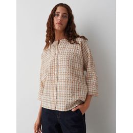 Opus Bluse in Camel/ Wei&szlig; - 47% | Gr&ouml;&szlig;e 40 | Damen-blusen