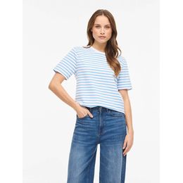 Vila Shirt "Vinora" in Wei&szlig;/ Hellblau - 24% | Gr&ouml;&szlig;e M | Damen-tops