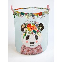 Folkifreckles Aufbewahrungskorb "Floral Panda" in Mint/ Bunt - (H)50 x &Oslash; 40 cm - 46% | Kisten-koerbe
