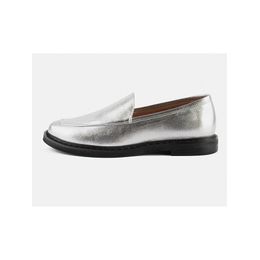 loft37 Leder-Slipper "Cross The Line" in Silber - 54% | Gr&ouml;&szlig;e 37 | Damen-schuhe-halbschuhe