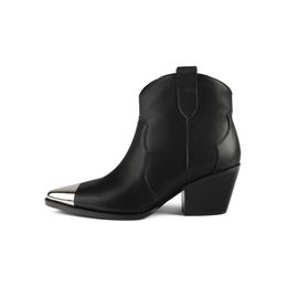 loft37 Leder-Cowboy-Boots "Manhattan Skyline" in Schwarz - 56% | Gr&ouml;&szlig;e 37 | Damen-stiefel