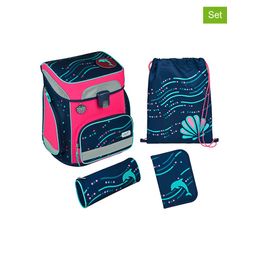 Scooli 5tlg. Schulranzen-Set "Dotty Dolphin" in Dunkelblau/Pink - 44% | Buero-schulbedarf