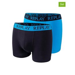 Anson Replay Underwear 2er-Set: Boxershorts in Schwarz/ Blau - 50% | Gr&ouml;&szlig;e S | Herren-waesche