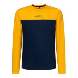 Rockexperience ROCK EXPERIENCE Fleecelongsleeve "Arrows Crewneck" in Gelb/ Dunkelblau - 53% | Gr&ouml;&szlig;e XXL | Herren-sportshirts